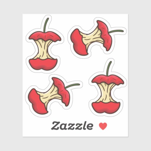 Eaten Apple Core retro style fun fruits Sticker | Zazzle