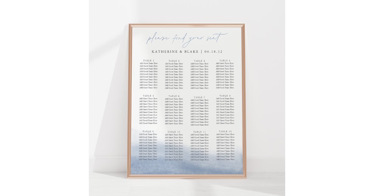 Ebb Tide Seating Chart - Up to 12 Tables | Zazzle