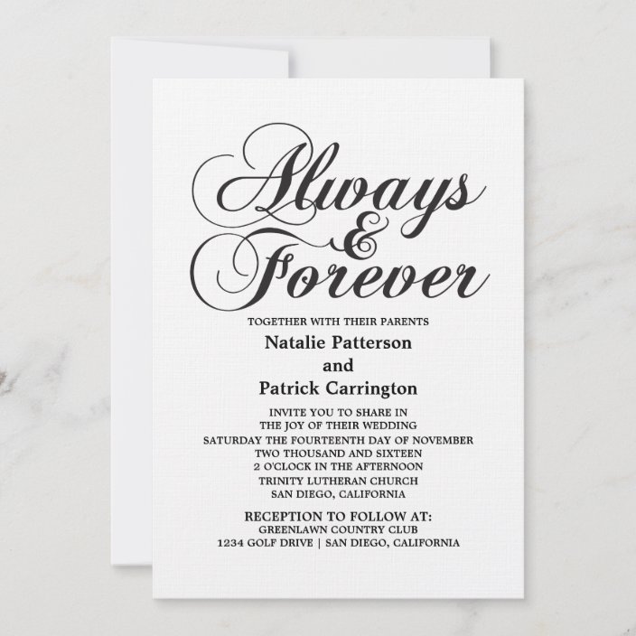 Ebony Always & Forever Wedding Invite | Zazzle.com