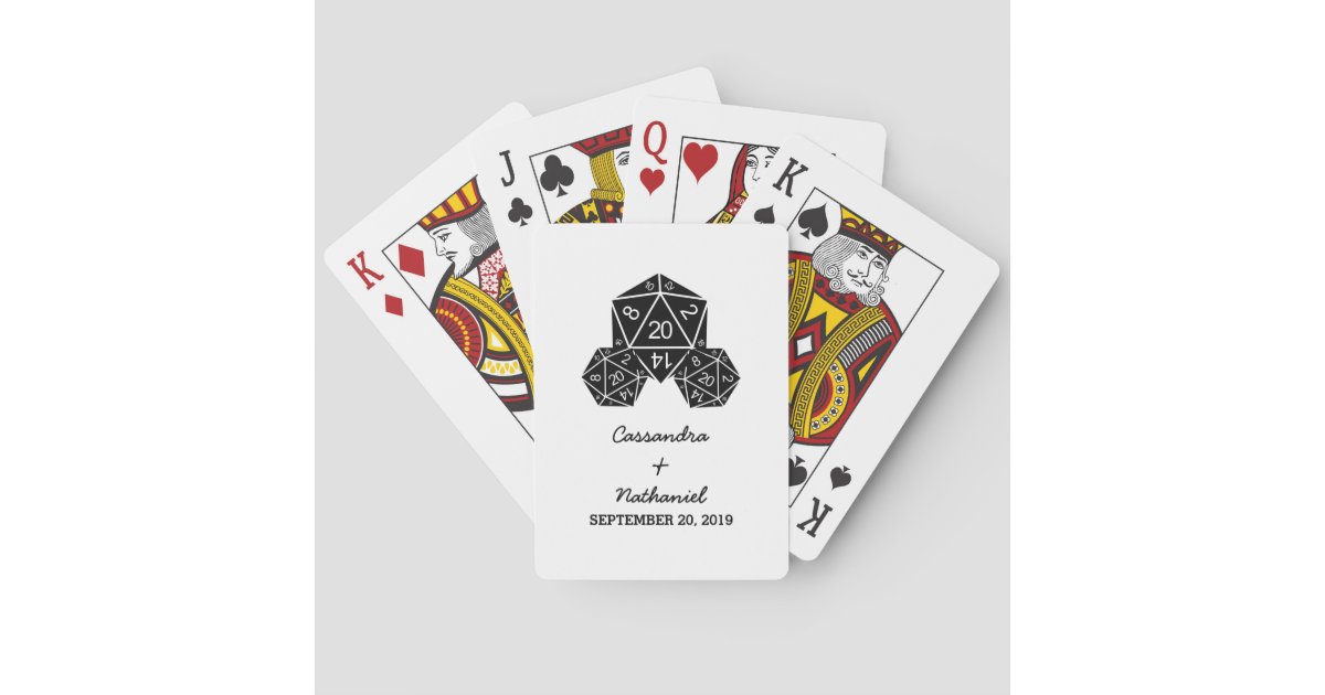 Ebony D20 Dice Wedding Playing Cards | Zazzle