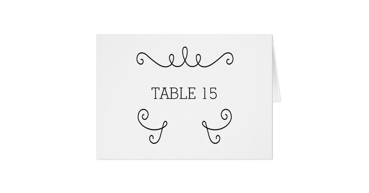 Ebony Whimsical Flourish Table Number Card | Zazzle