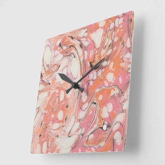 Ebru (Water Marble) Square Wall Clock | Zazzle