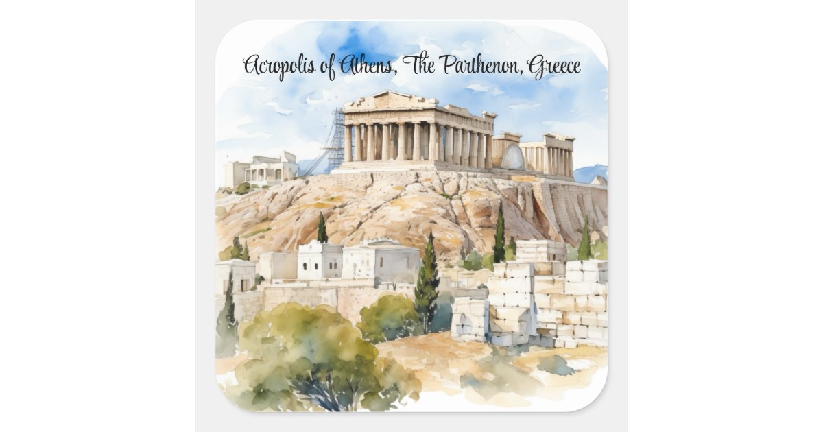 Echoes of Antiquity, Guardian of the Acropolis Square Sticker | Zazzle