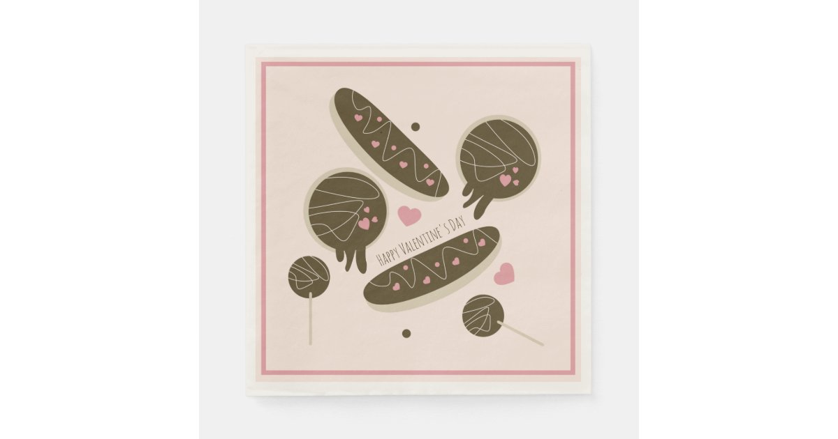 Eclair Donuts Cake Pops Valentine's Day Party Napkins | Zazzle