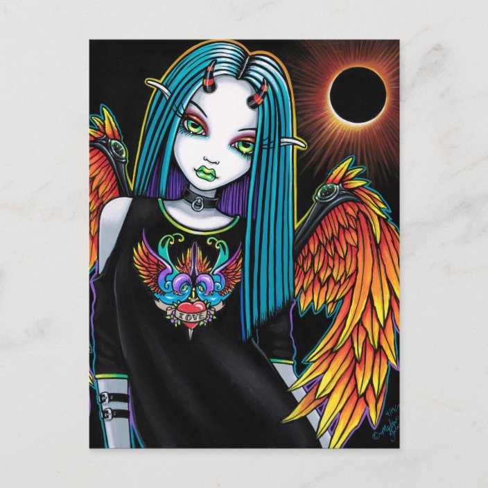 Eclipse Little Rainbow Devil Angel Postcard | Zazzle.com