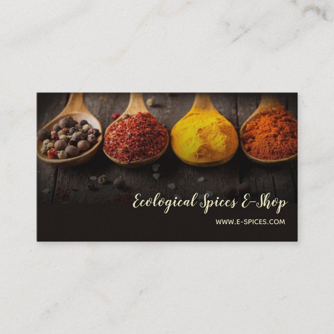 Eco Ecological Organic Spices Shop Bazar Boutique Business Card | Zazzle
