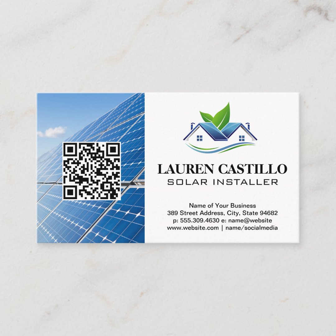 Eco Friendly Modern Home | Solar Panels | QR Business Card | Zazzle