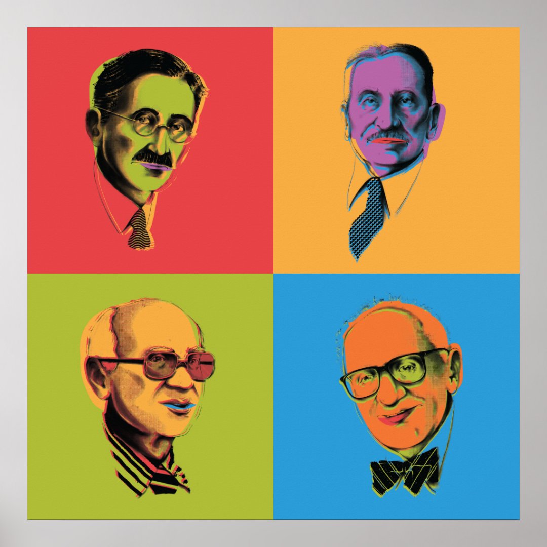 Econ Poster - Mises, Hayek, Rothbard, Friedman | Zazzle