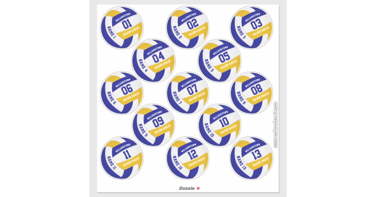 economical set of 13 volleyball team colors sticker | Zazzle