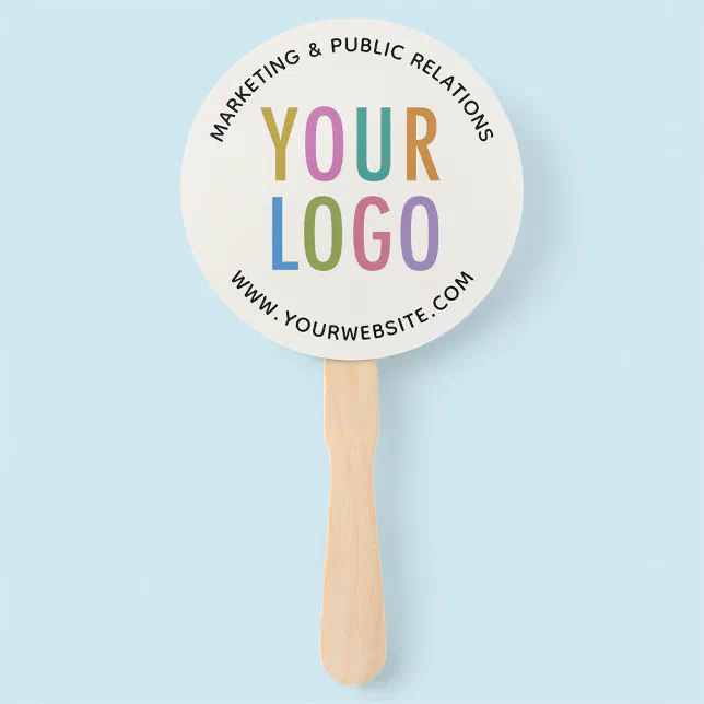 Ecru Custom Paper Fans on a Stick with Logo Round | Zazzle