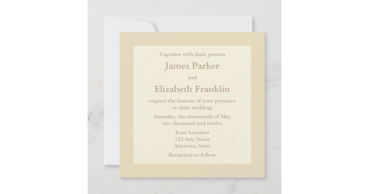 Ecru or Cream Square Wedding Invitations | Zazzle