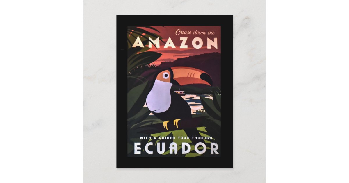 Ecuador Amazon Colorful Bird Vintage Travel Postcard | Zazzle