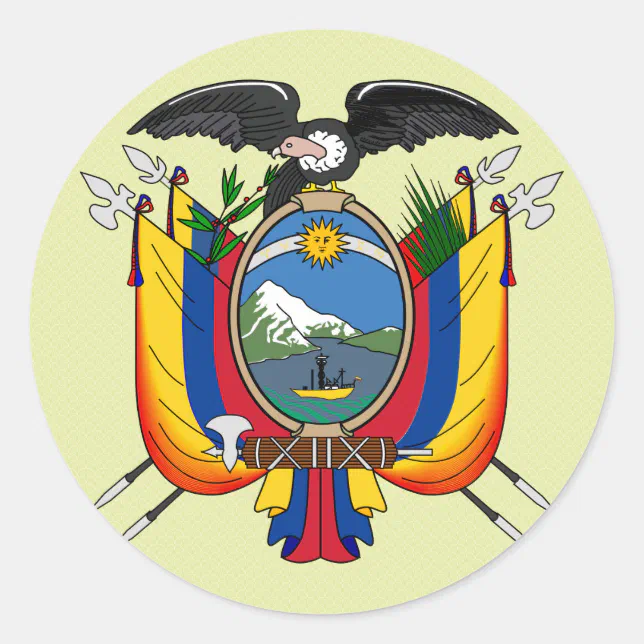 Ecuador Coat of Arms detail Classic Round Sticker | Zazzle