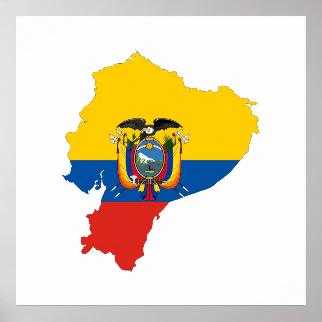 ecuador country flag map shape silhouette symbol poster | Zazzle