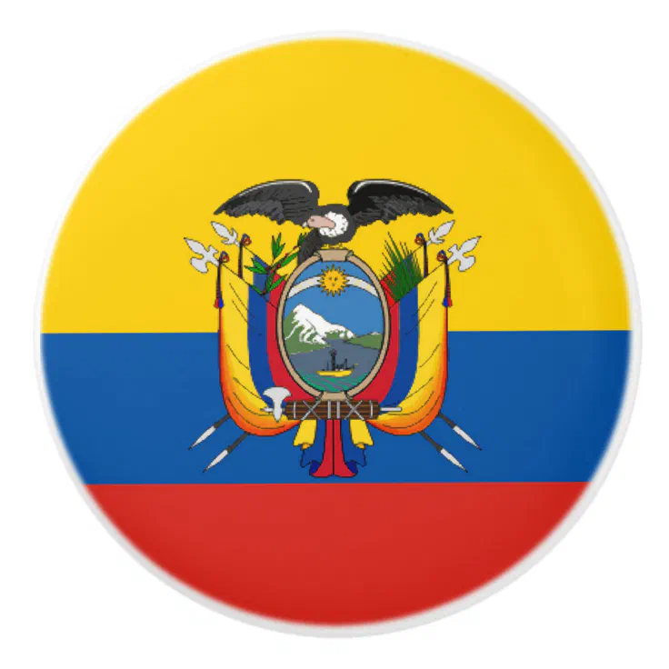 Ecuador country flag symbol long ceramic knob | Zazzle