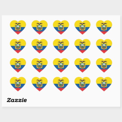 Ecuador (Ecuadorian) Flag Heart Sticker | Zazzle