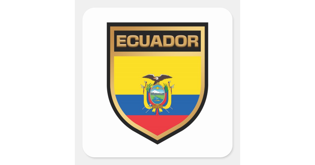 Ecuador Flag Shield Square Sticker | Zazzle