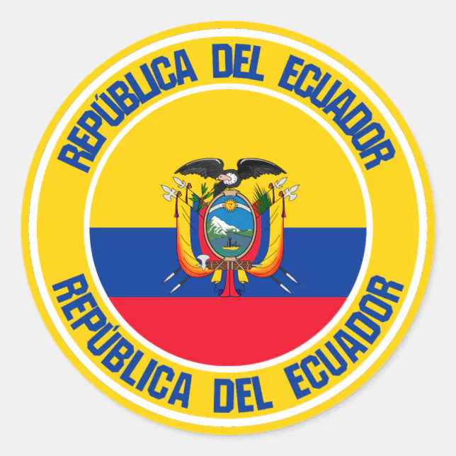 Ecuador Round Emblem Classic Round Sticker | Zazzle