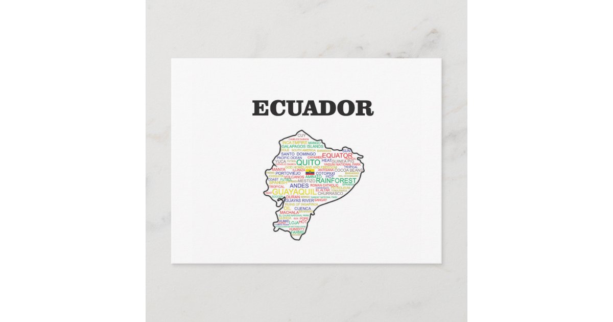 ECUADOR WORD COLLAGE POSTCARD | Zazzle