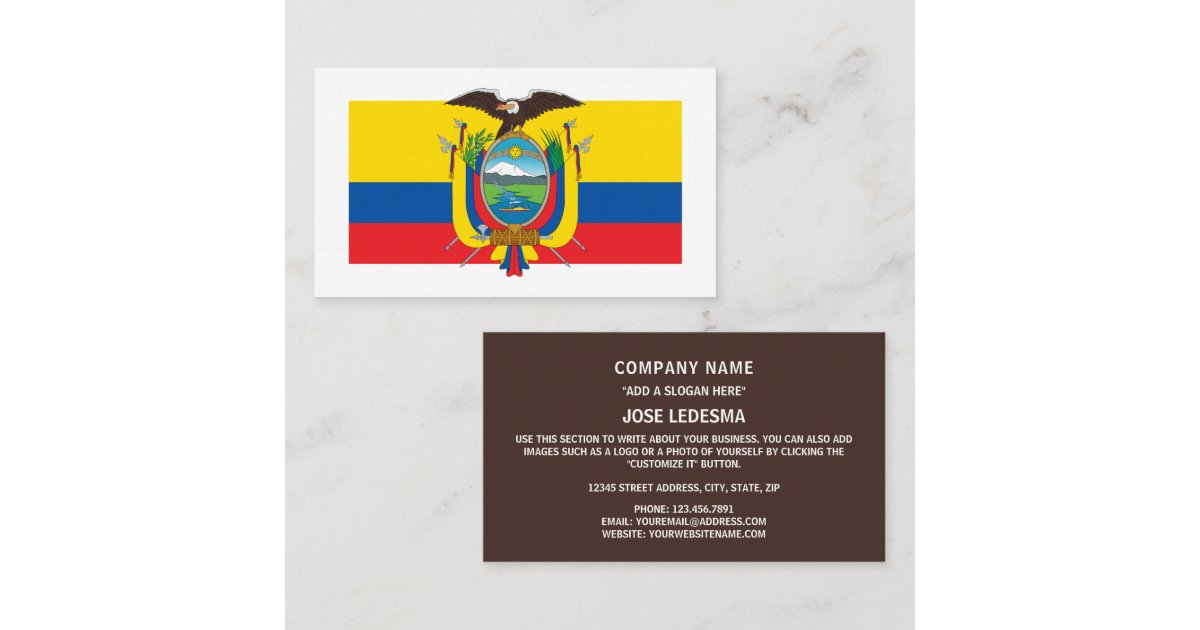 Ecuadorian Flag & Coat of Arms, Flag of Ecuador Business Card | Zazzle