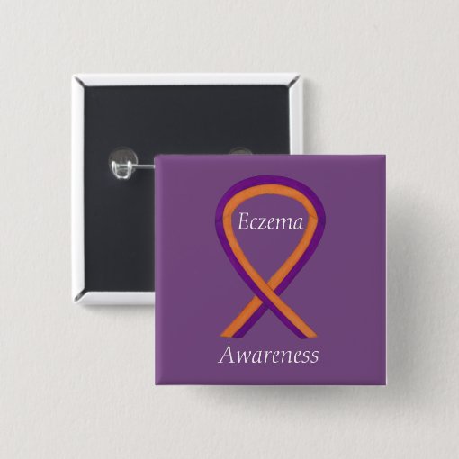 Eczema Awareness Ribbon Custom Art Pin Buttons | Zazzle