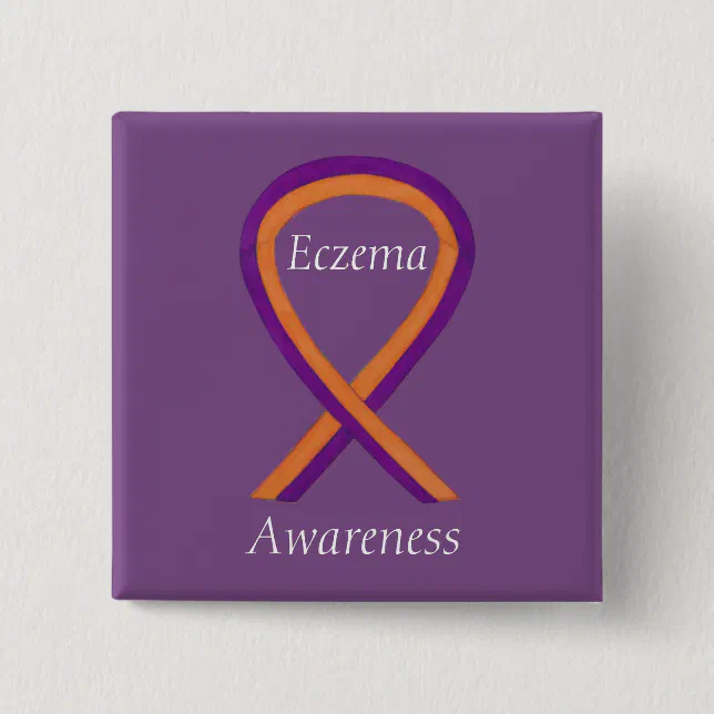 Eczema Awareness Ribbon Custom Art Pin Buttons | Zazzle