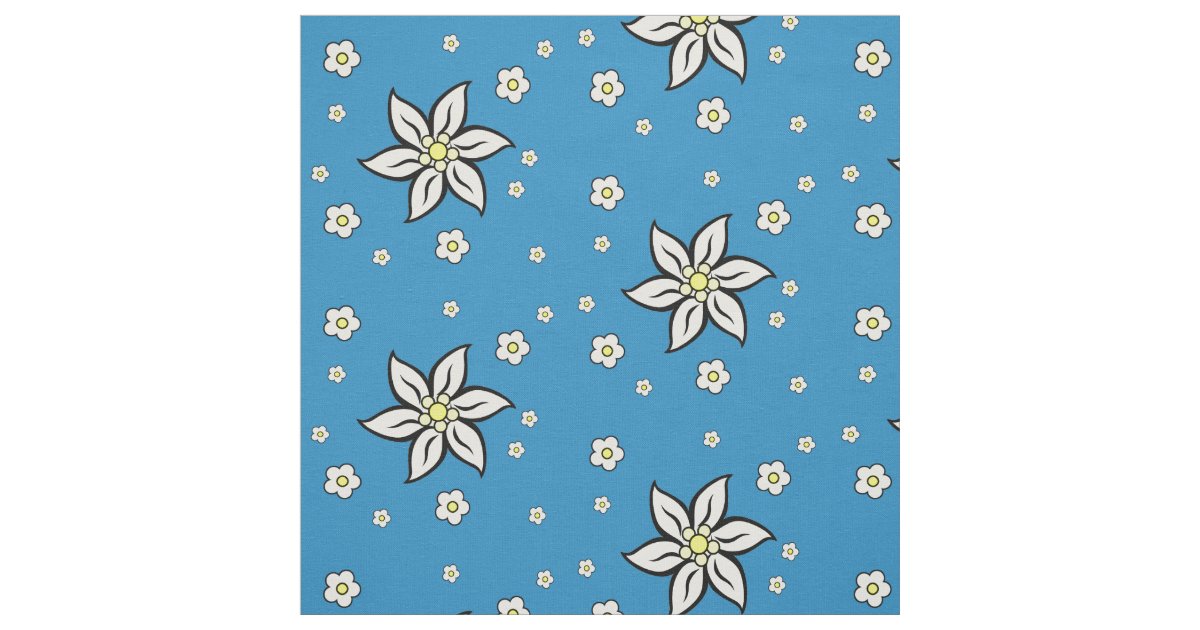 Edelweiss on Blue Fabric | Zazzle