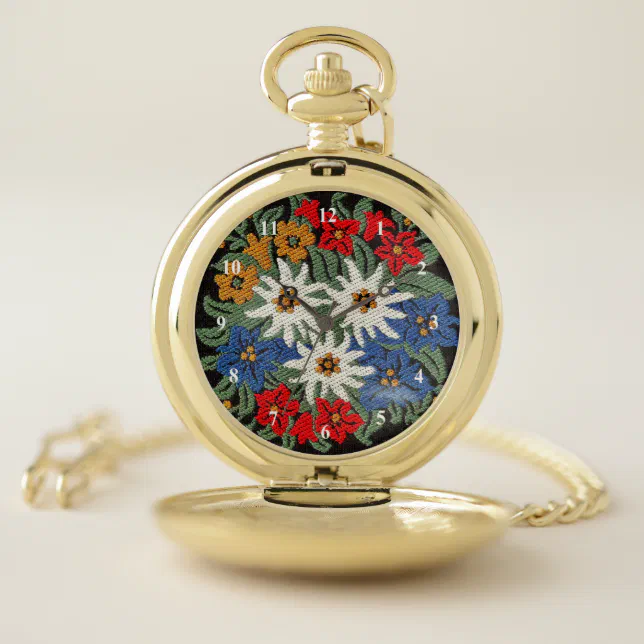 Edelweiss Swiss Alpine Flower Pocket Watch | Zazzle