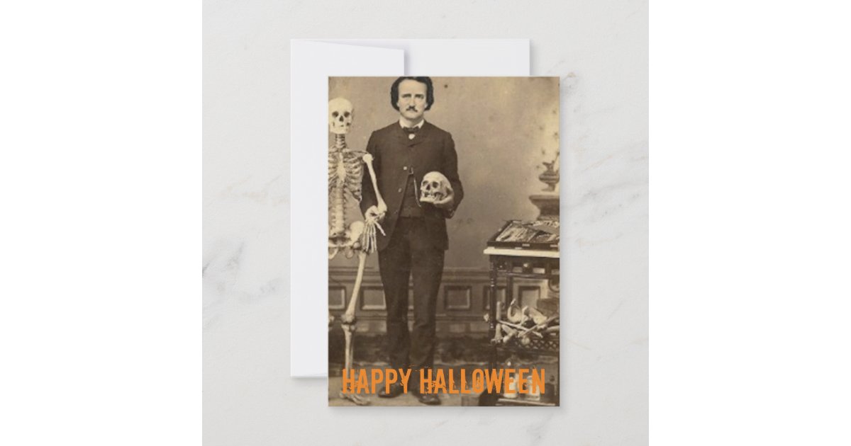 Edgar Allan Poe Creepy Halloween Customizable Card | Zazzle
