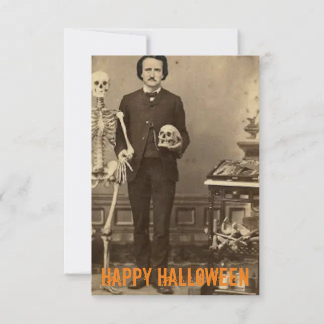 Edgar Allan Poe Creepy Halloween Customizable Card | Zazzle