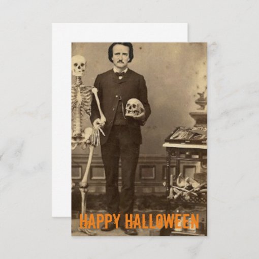 Edgar Allan Poe Creepy Halloween Customizable Card | Zazzle