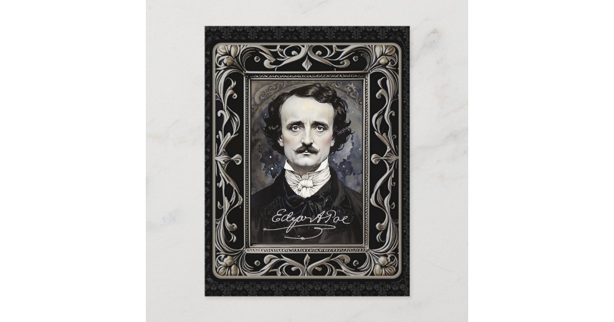 Edgar Allan Poe Gothic Halloween & Samhain Postcard | Zazzle