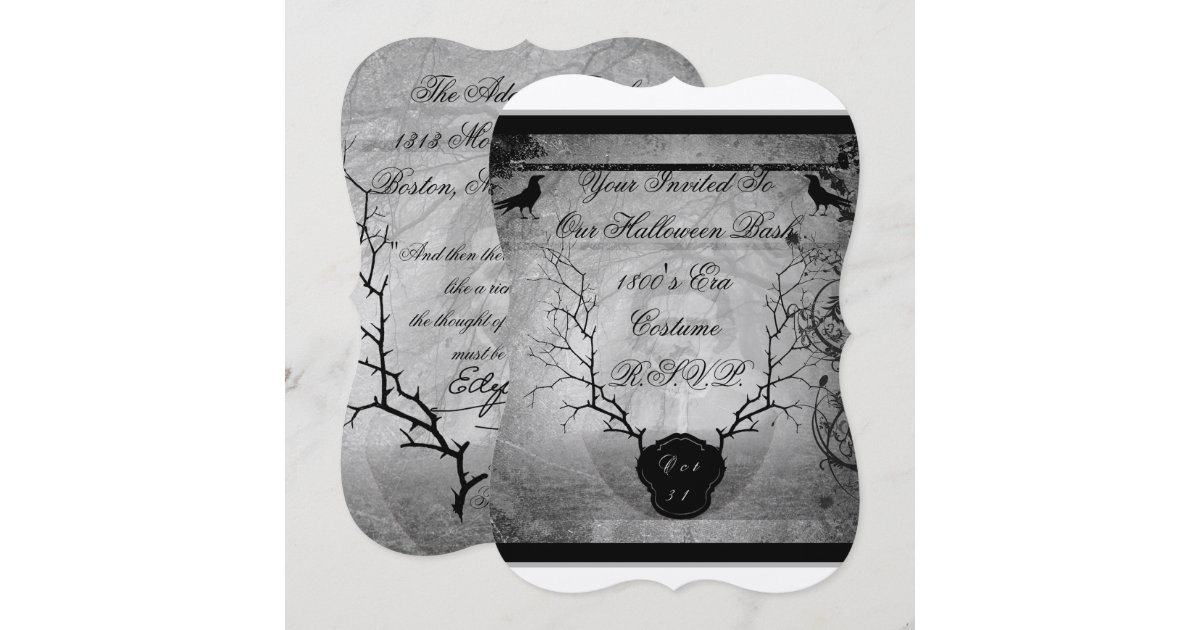 Edgar Allan Poe Halloween Party Invitation | Zazzle