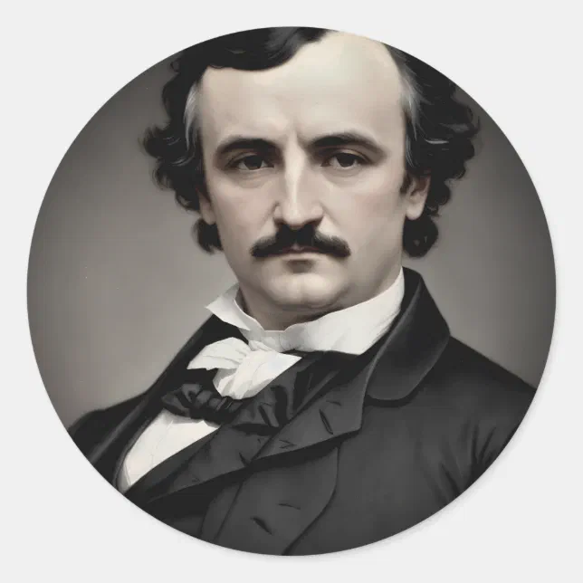 Edgar Allan Poe Original Portrait Classic Round Sticker | Zazzle