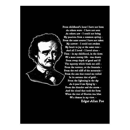 Edgar Allan Poe Poem ALONE Postcard | Zazzle.com