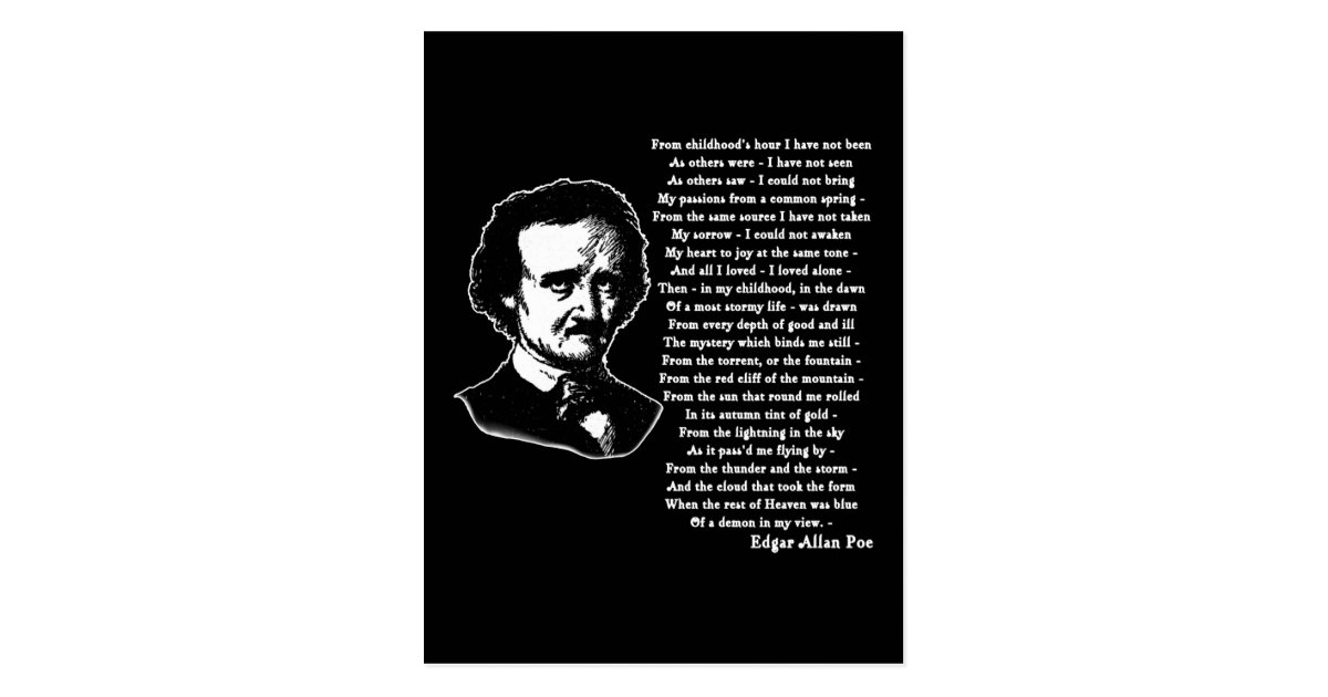 Edgar Allan Poe Poem ALONE Postcard | Zazzle.com