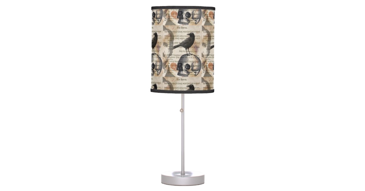 Edgar Allan Poe The Raven & Skull Table Lamp | Zazzle