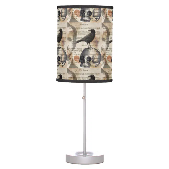 Edgar Allan Poe The Raven & Skull Table Lamp | Zazzle
