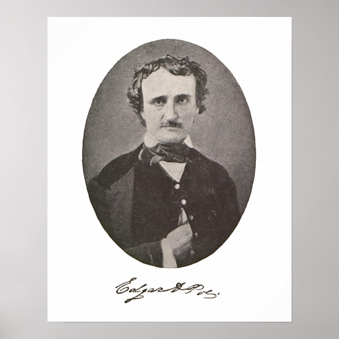 Edgar Allan Poe with Signature Poster | Zazzle