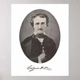 Edgar Allan Poe with Signature Poster | Zazzle