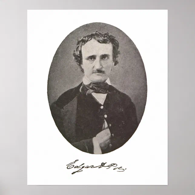 Edgar Allan Poe with Signature Poster | Zazzle