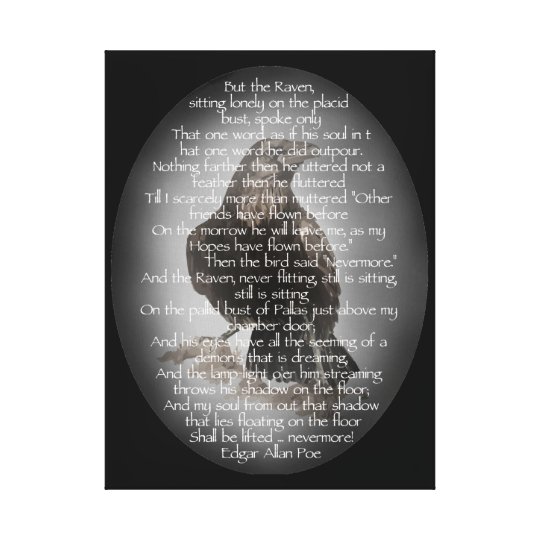 Edgar Allen Poe Raven Poem, Nevermore Quote Canvas Print | Zazzle.com