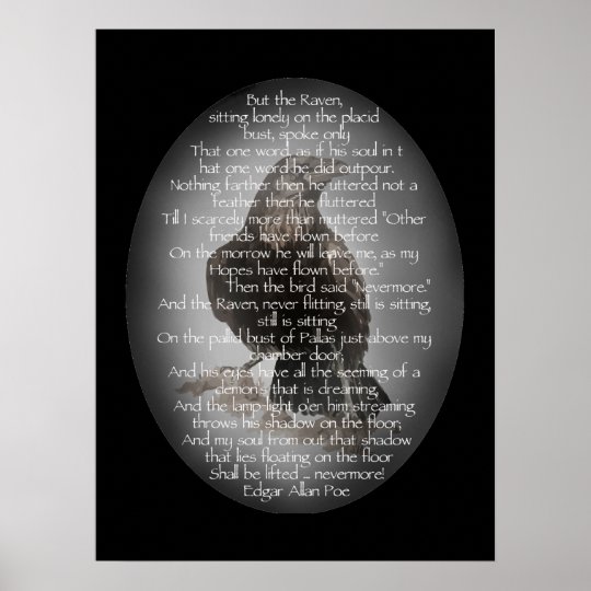Edgar Allen Poe Raven Poem, Nevermore Quote Poster | Zazzle.com