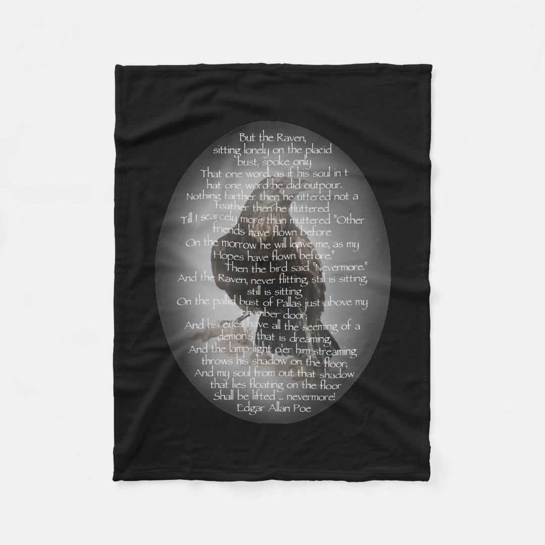 Edgar Allen Poe The Raven Poem Fleece Blanket | Zazzle
