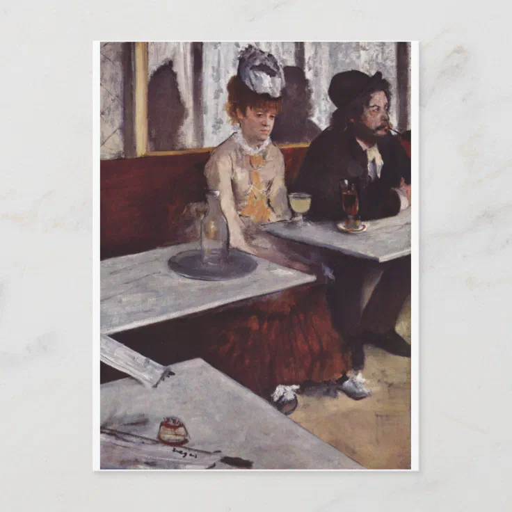 Edgar Degas - Absinthe 1876 man Woman Cafe oil Postcard | Zazzle