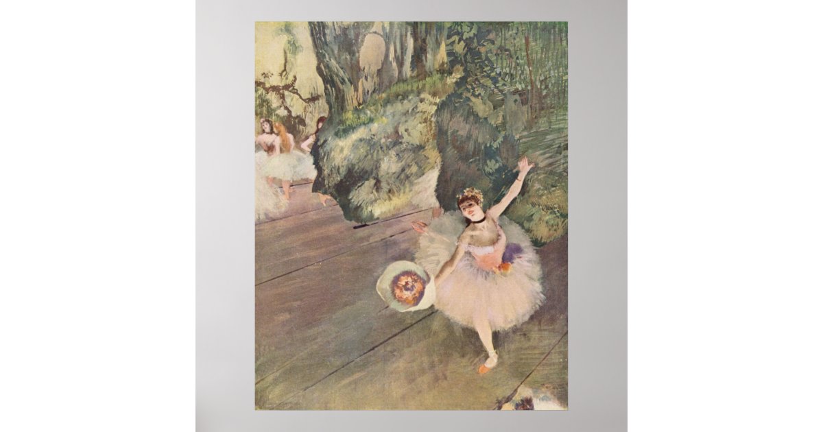Edgar Degas Star of Ballet w/ Flowers 1878 pastel Poster | Zazzle