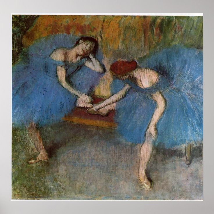 Edgar Degas - Two Dancers Blue Tutu Redhead Dancer Poster | Zazzle