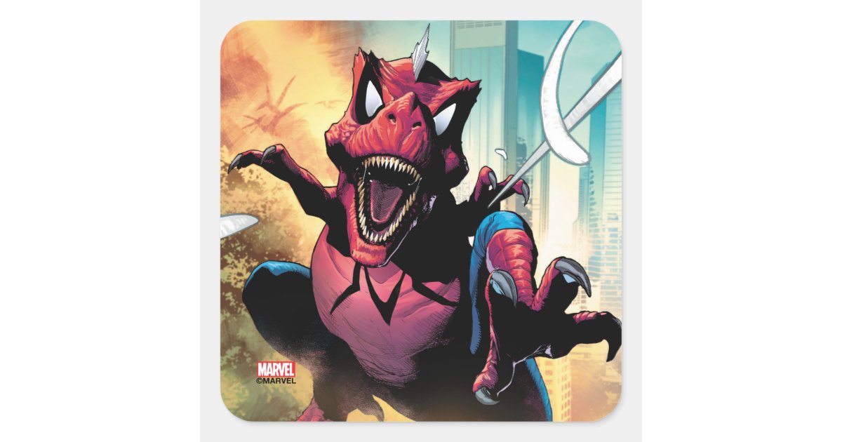 Edge of Spider-Verse - Spider-Rex Comic Cover Square Sticker | Zazzle