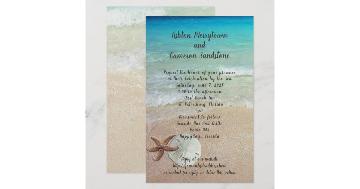 Edge of the Sea Wedding Sand Dollar Invitation | Zazzle