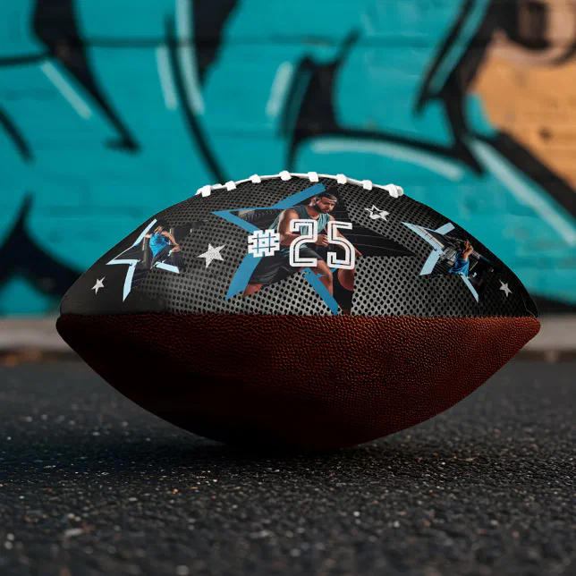 Edgy All-Star Sports Photo Star Design Keepsake Football | Zazzle